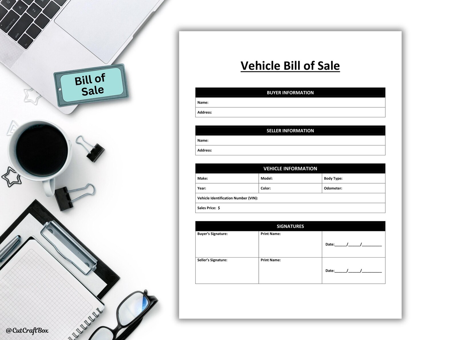 Editable Simple Vehicle Bill of Sale Template Printable Motor Vehicle ...