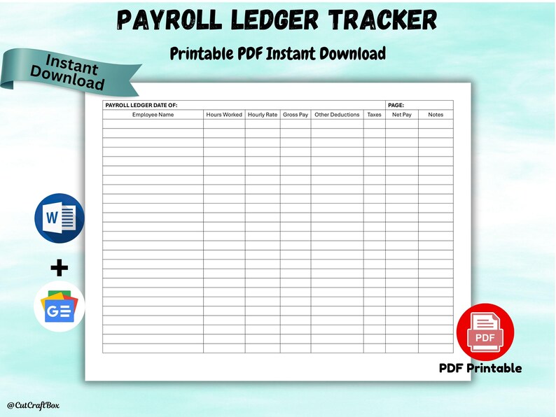 Editable Payroll Ledger Template: US Letter & A4 (digital Download) - Etsy