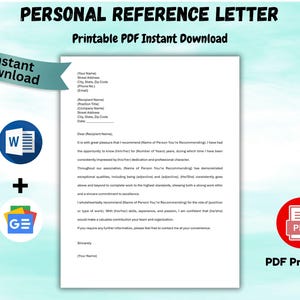 Editable Personal Reference Letter Template: Professional ...