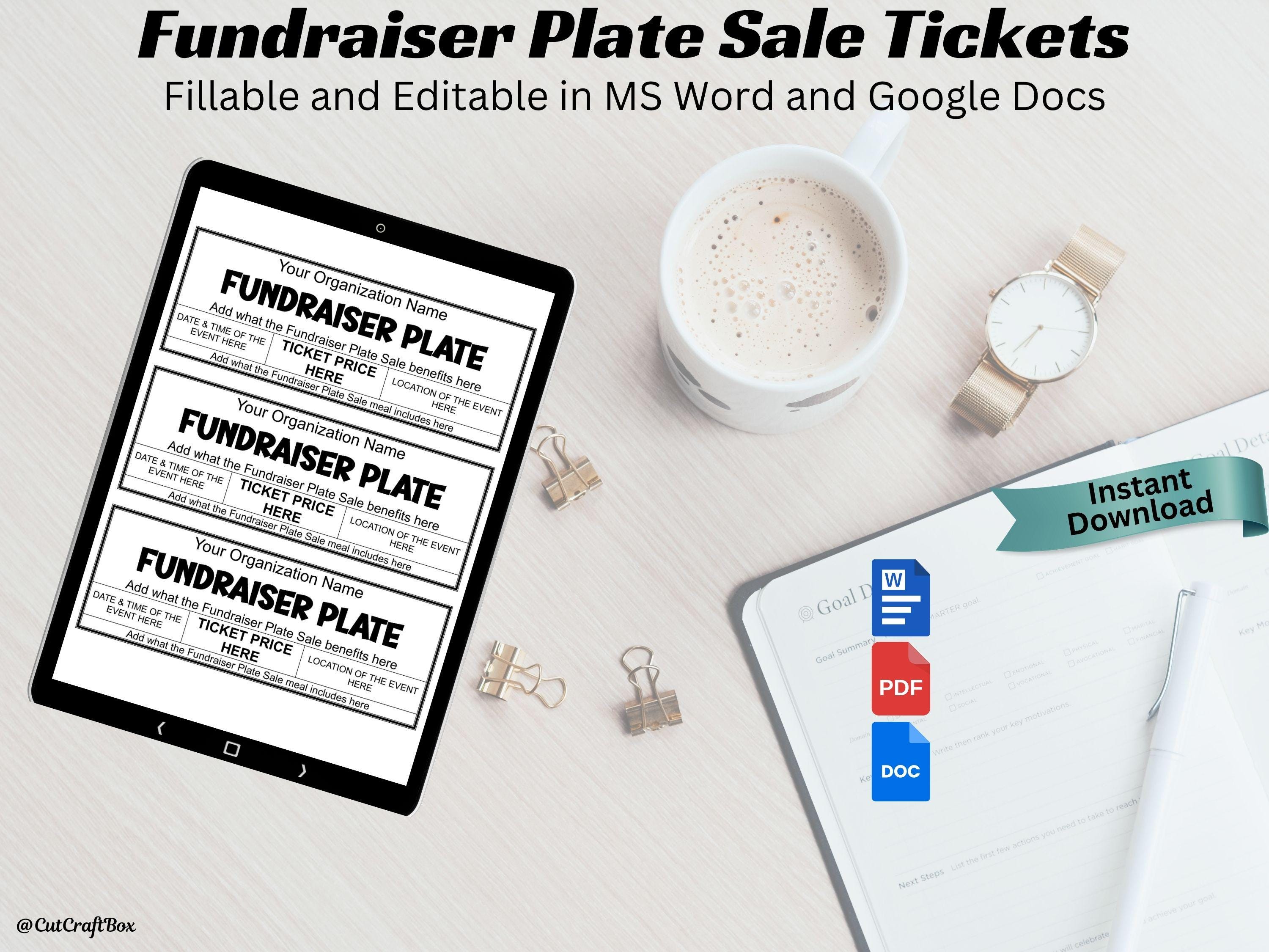 Editable Fundraiser Plate Sale Ticket Template – Printable PDF, MS Word ...