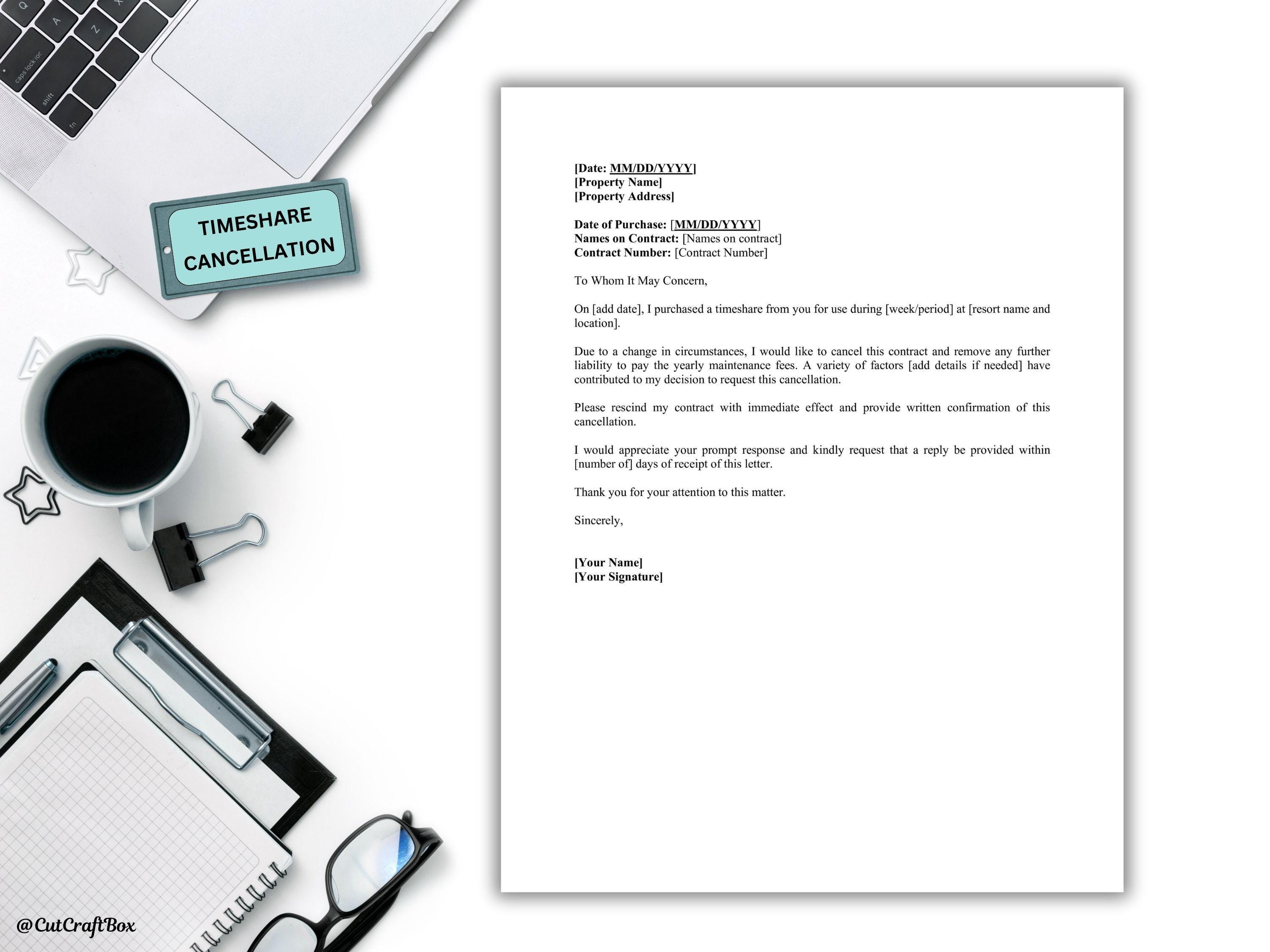 Timeshare Cancellation Letter Template: Editable MS Word & PDF (digital ...