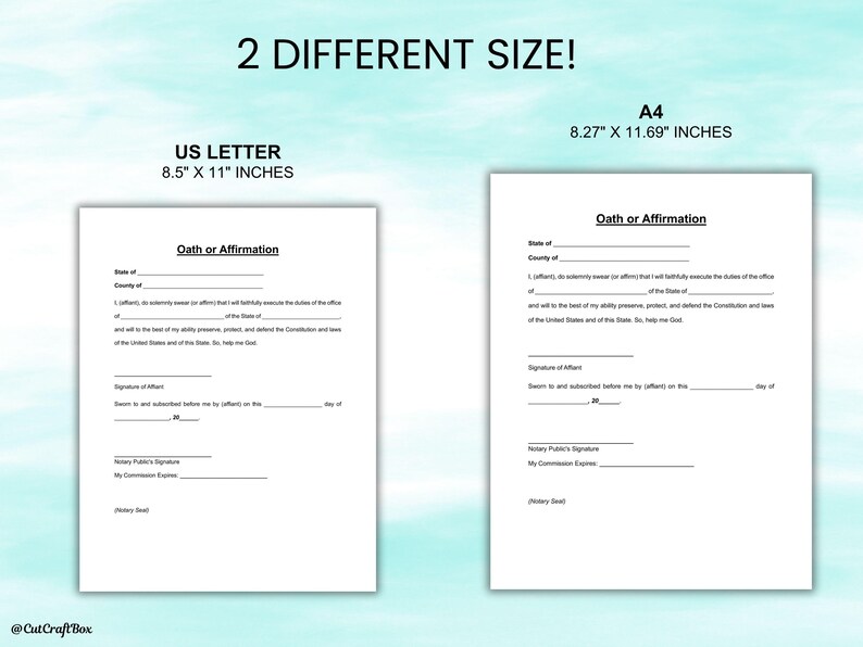 Editable Oath or Affirmation Notary Form Letter Affidavit of Single ...