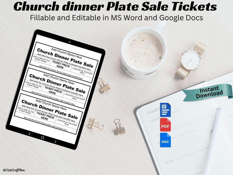 Editable Church Dinner Plate Ticket Template (MS Word & PDF) - Etsy