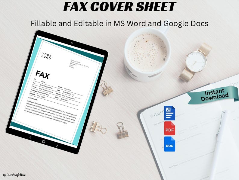 Professional Fax Cover Sheet Template: Editable Word & PDF (digital ...