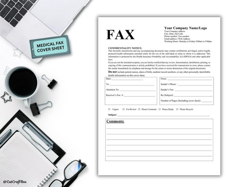 HIPAA Compliant Medical Fax Cover Sheet: Editable & Printable (digital ...