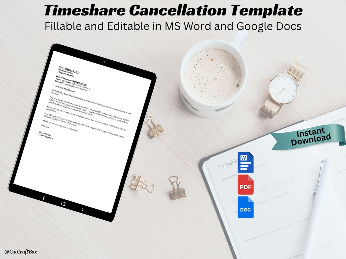 Timeshare Cancellation Letter Template: Editable MS Word & PDF (digital ...