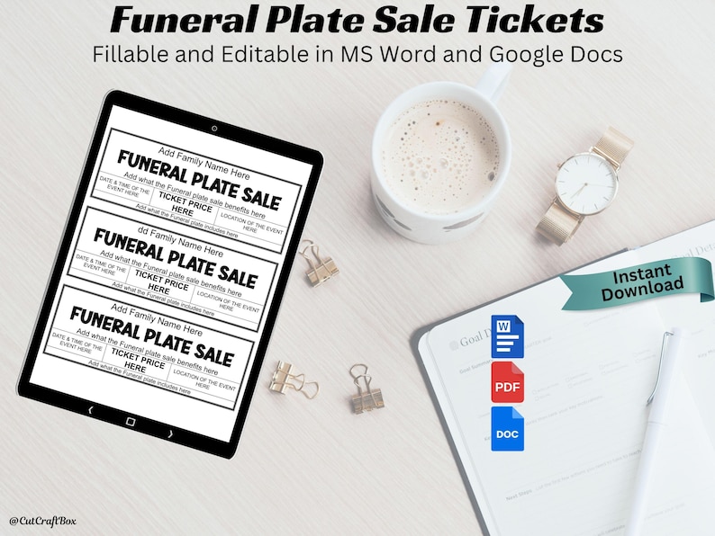 Editable Funeral Plate Sale Ticket Template (PDF, Word, Google Docs) - Etsy