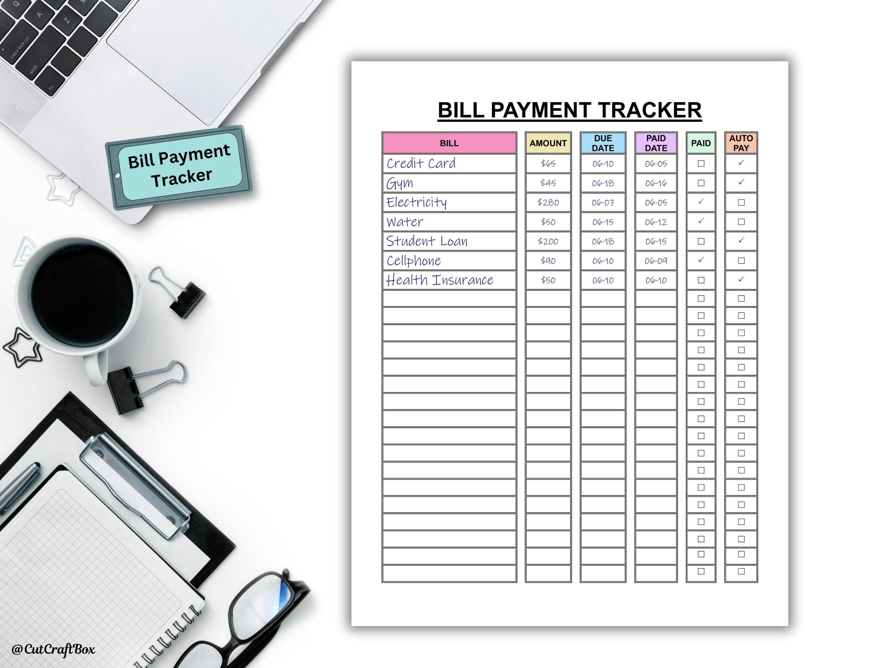 Editable Monthly Bill Tracker: Printable Budget Planner (digital ...