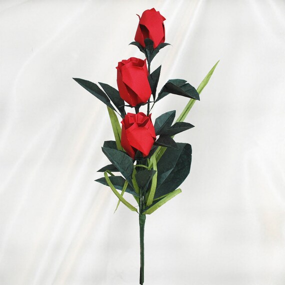 Origami Valentine Rose Bud Gift 1 to 3 Roses | Etsy