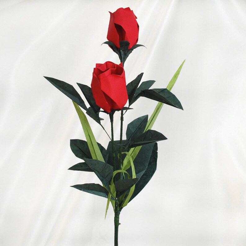 Origami Valentine Rose Bud Gift 1 to 3 Roses | Etsy