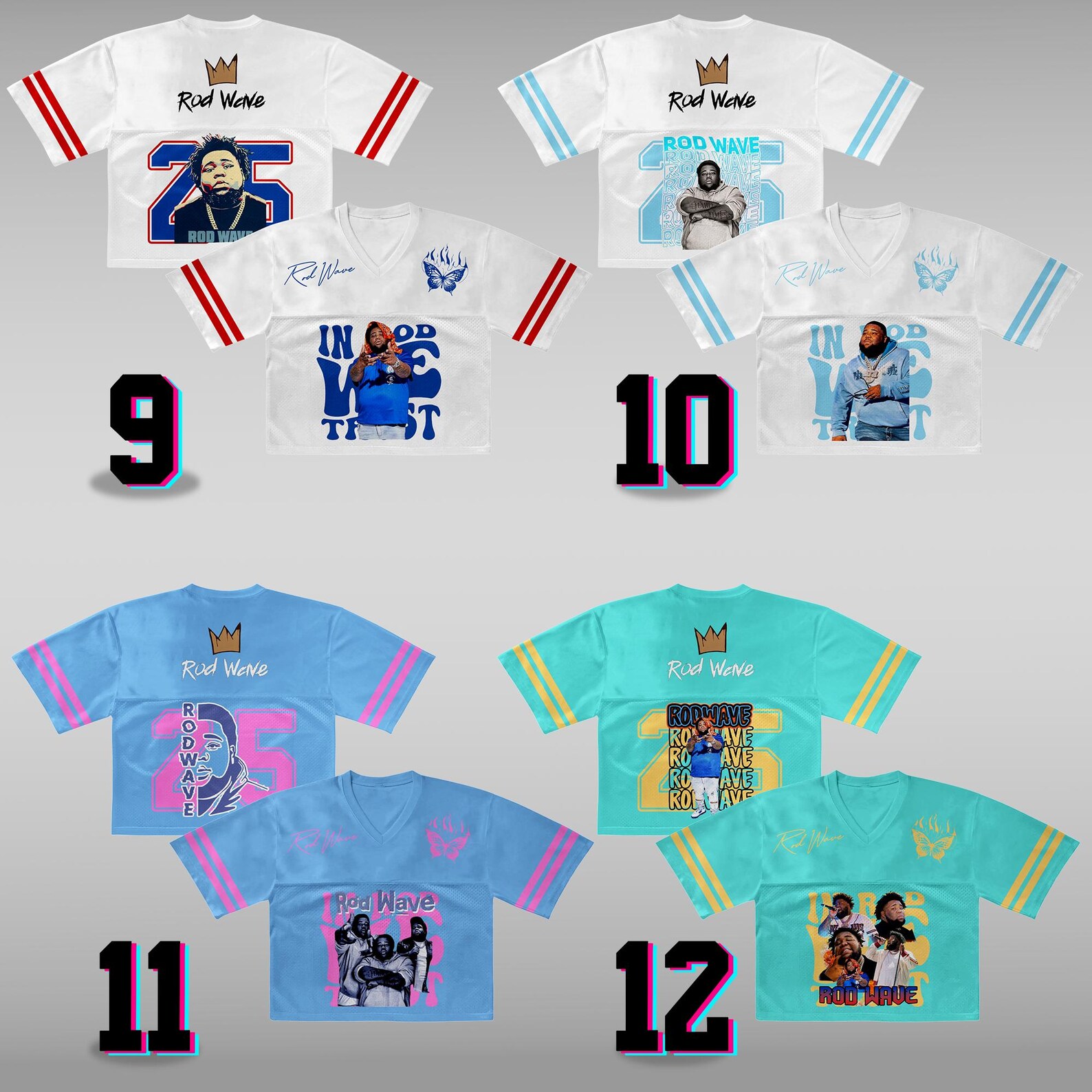 Rod Wave Rapper & Singer Crop Top Football Jersey – Hip Hop Music Star ...