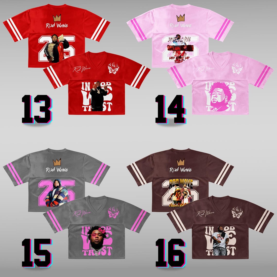 Rod Wave Rapper & Singer Crop Top Football Jersey – Hip Hop Music Star ...