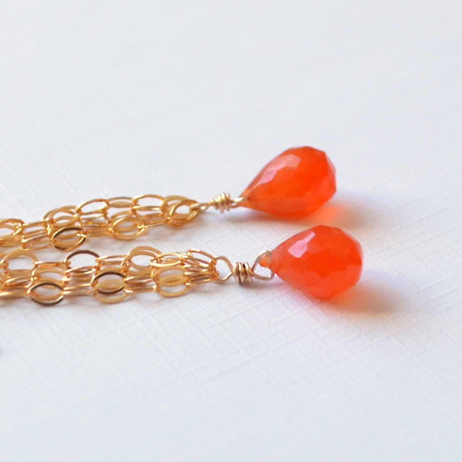 Carnelian Earrings Orange Gemstone Jewelry Bright Earings - Etsy