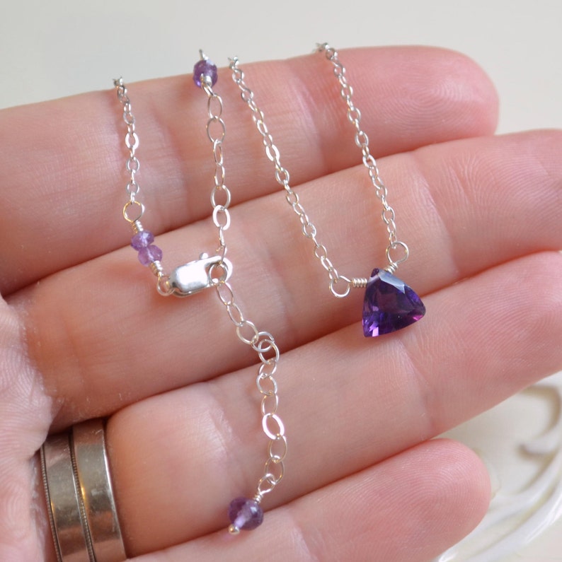 Amethyst Necklace Sterling Silver Choker Gold Simple - Etsy