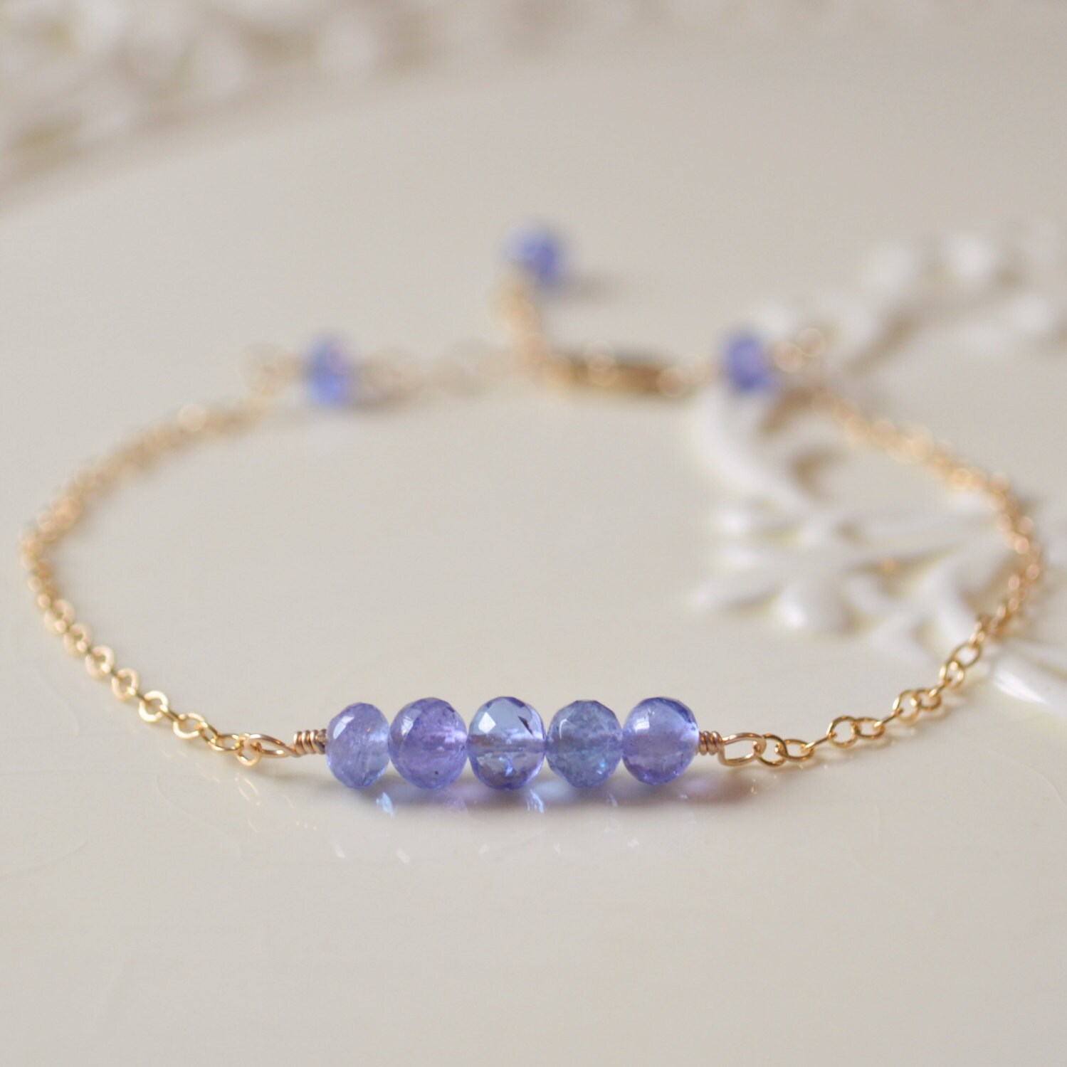 Tanzanite Bracelet Periwinkle Blue Gemstone Sterling Silver | Etsy