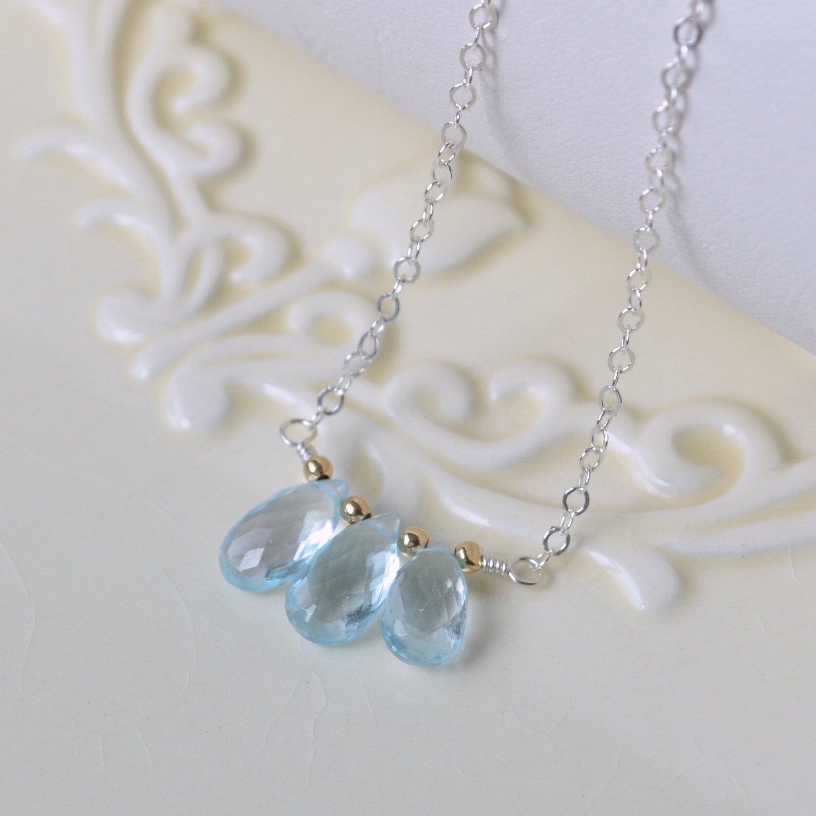 Real Blue Topaz Jewelry Gemstone Necklace Mixed Metals - Etsy