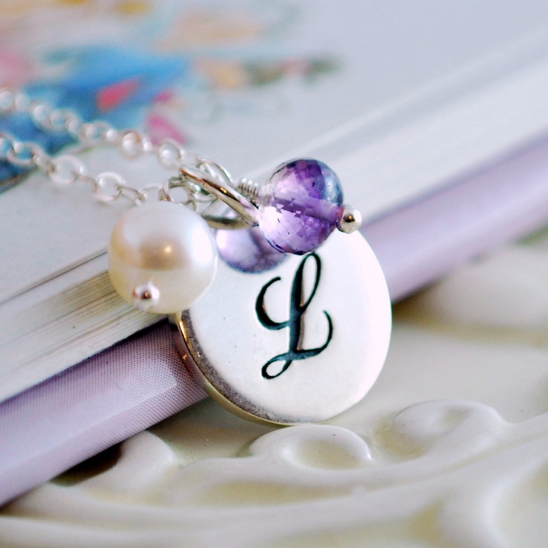 Personalized Initial Necklace for Girls, Sterling Silver Charm Necklace ...