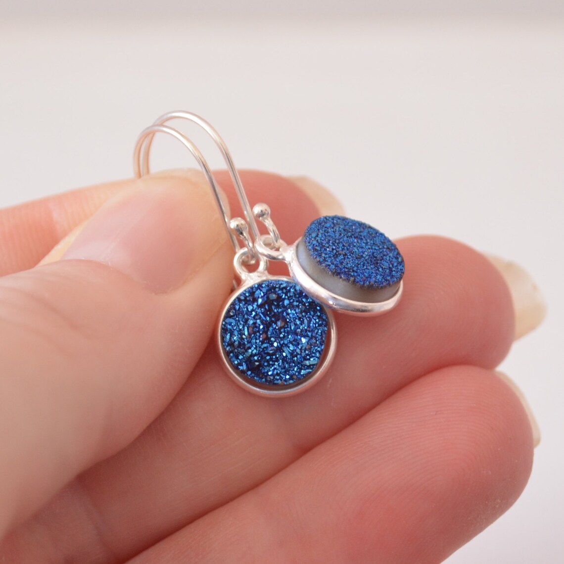 Royal Blue Druzy Earrings Sterling Silver Druzy Jewelry - Etsy