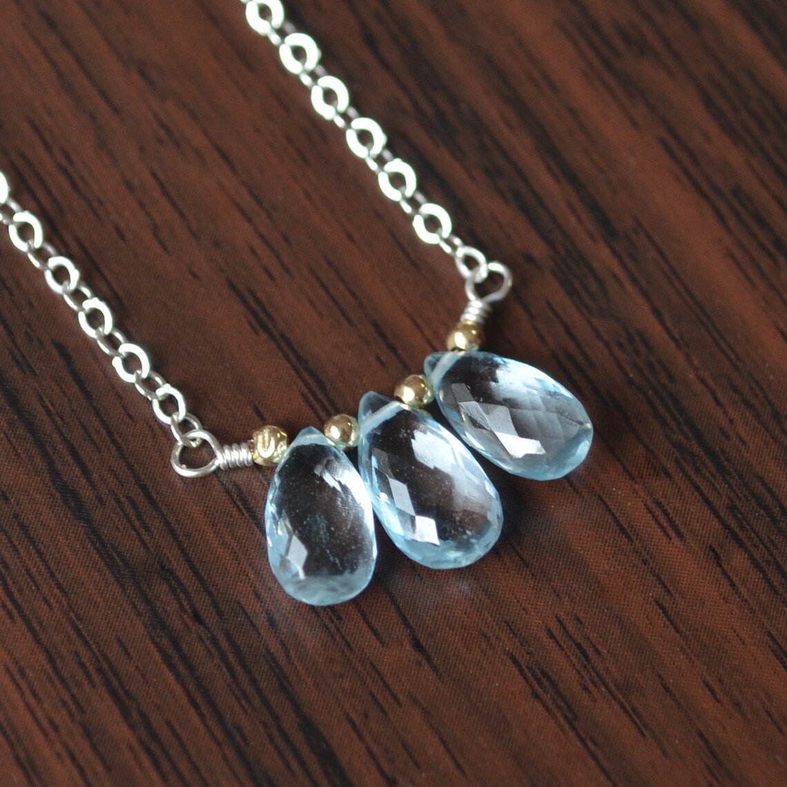 Real Blue Topaz Jewelry Gemstone Necklace Mixed Metals - Etsy