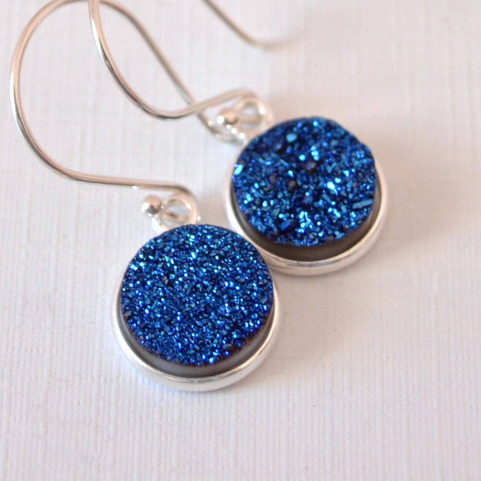 Royal Blue Druzy Earrings Sterling Silver Druzy Jewelry - Etsy