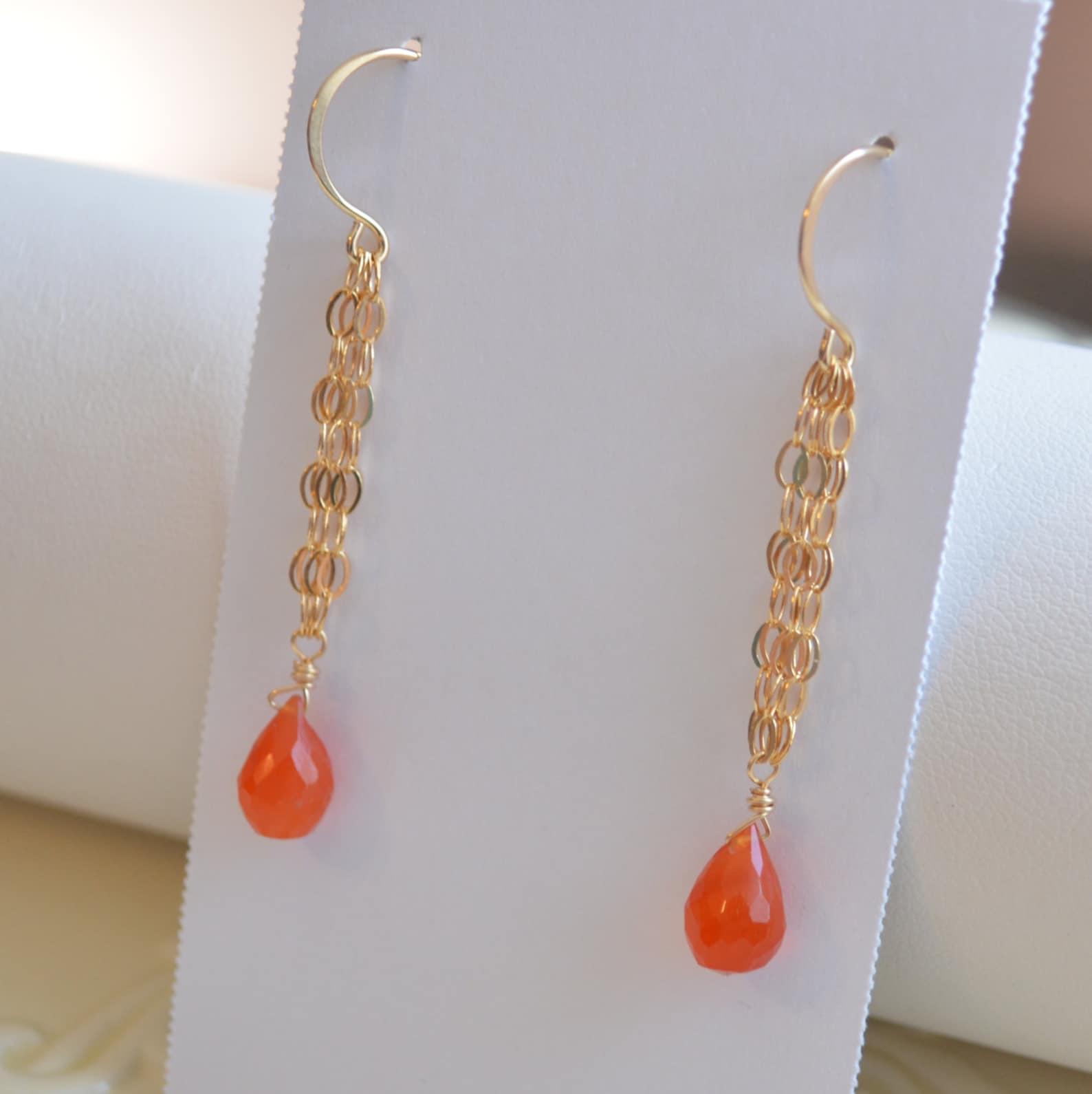 Carnelian Earrings Orange Gemstone Jewelry Bright Earings | Etsy