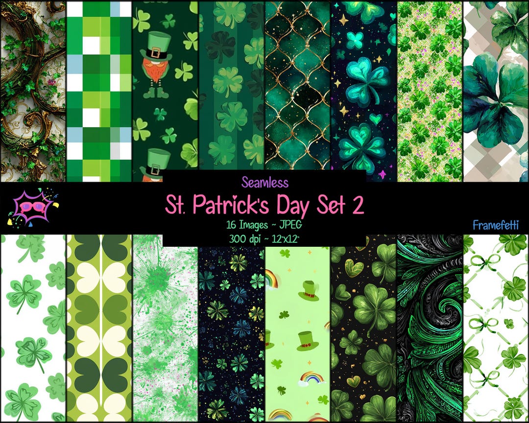 St. Patrick's Day Set 2 ~ Seamless Digital Paper - Etsy
