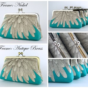 Chrysanthemum Clutch on Turquoise (choose Your Color) With Silk Lining ...