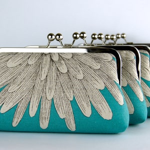 Chrysanthemum Clutch on Turquoise (choose Your Color) With Silk Lining ...