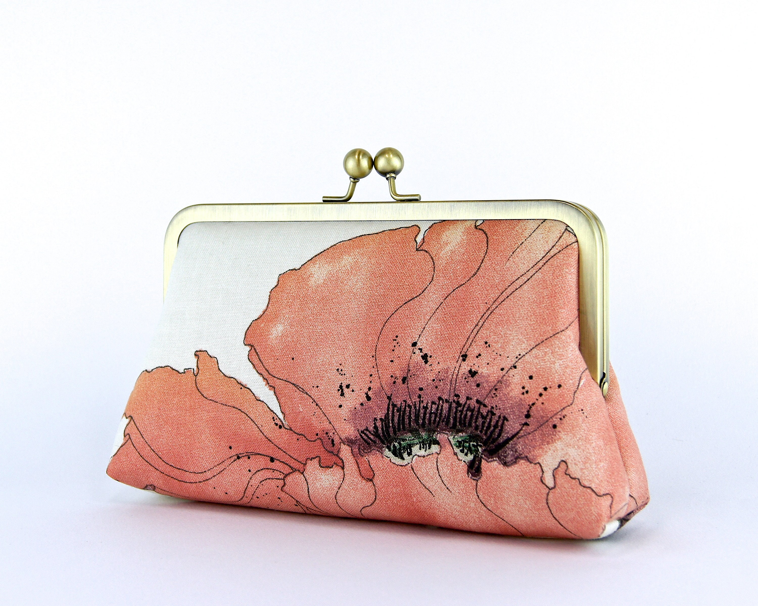 Romantic Poppy Clutch in Coral - Etsy