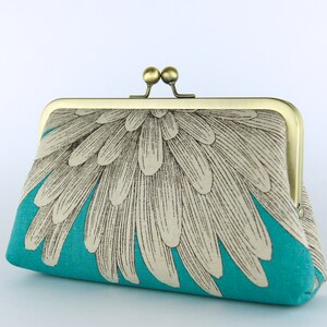Chrysanthemum Clutch on Turquoise (choose Your Color) With Silk Lining ...