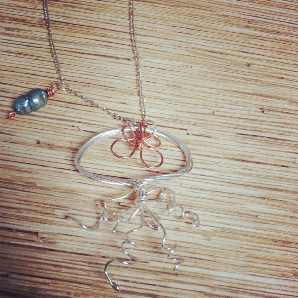 Silver and Copper Wire Jellyfish Necklace - Etsy