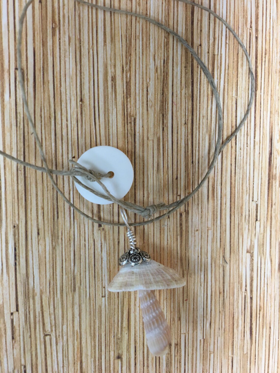 Beach Hippie Shell Mushroom Necklace and Earrings Set | Etsy