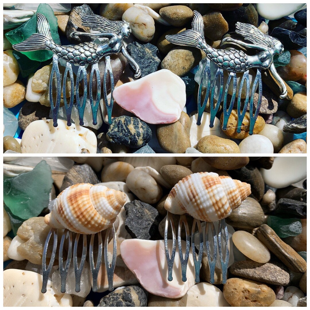 Metal Mermaid Decorative Hair Combs Common Nutmeg Shell Hair Combs - Etsy