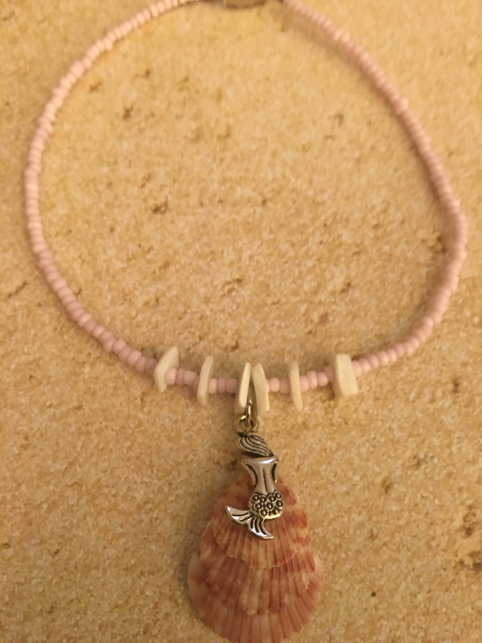 3 Pink/white Scallop Shells Mermaid Anklet - Etsy
