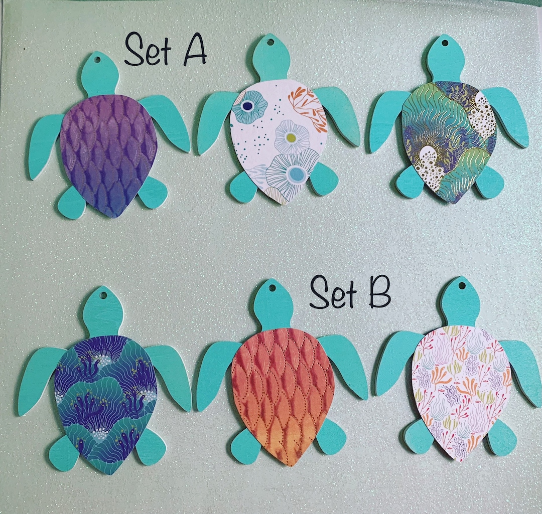 Sea Turtle Sea Life Coastal Beach Christmas Ornaments Gift Tags Junk ...