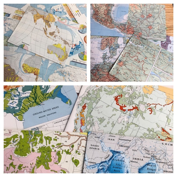 World Atlas Recycled/Upcycled A2 Handmade Envelopes 20 ct. | Etsy