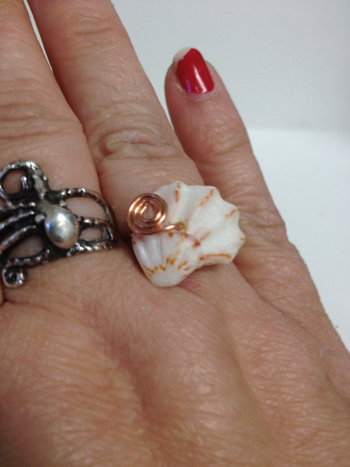 Double Kittens Paw Shell Ring Size 9.75 9 3/4 - Etsy