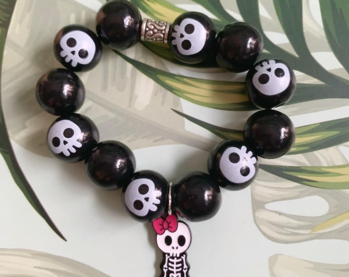 Cute Skeleton Girl Oddities Halloween Goth Stretch Bracelet - Etsy