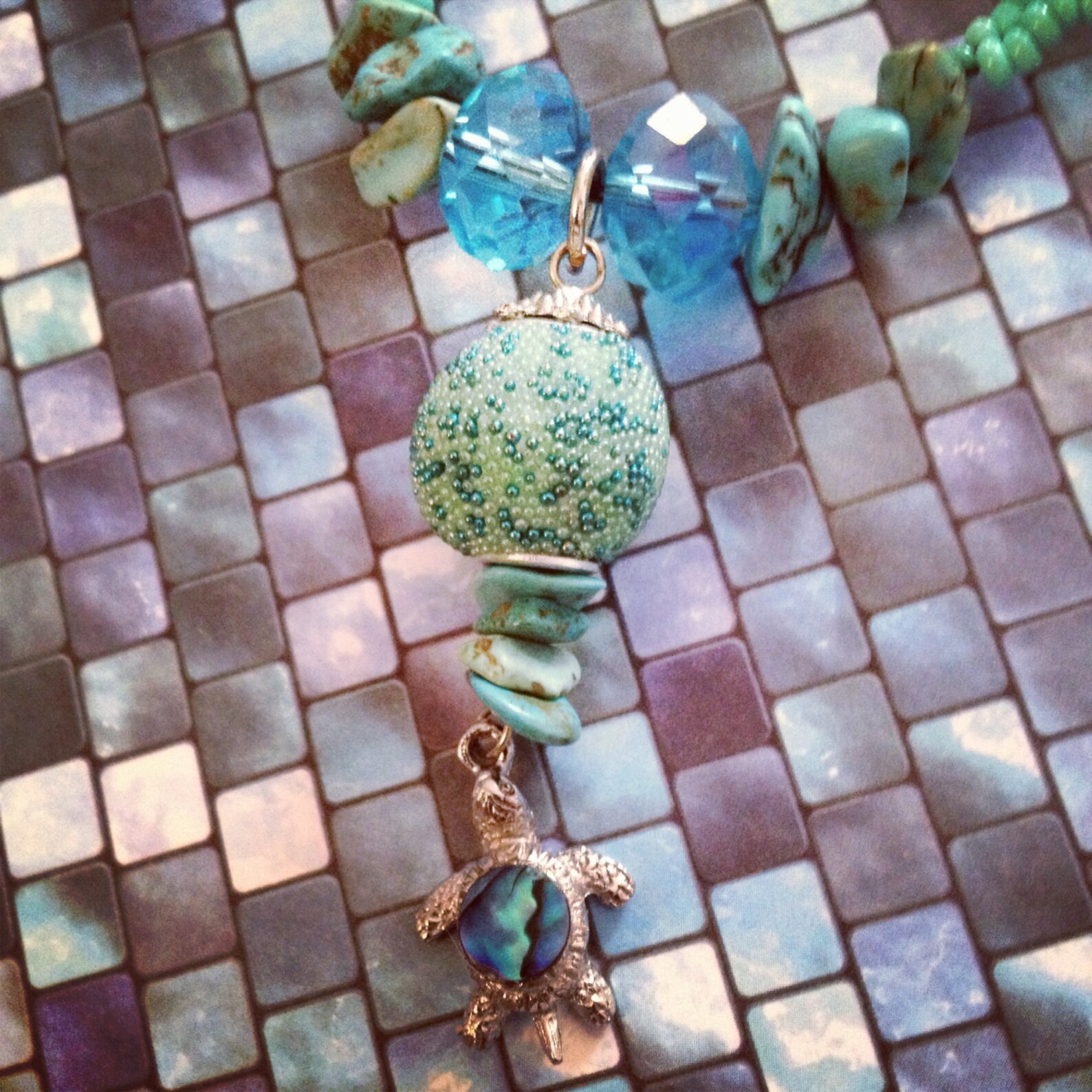 Turquoise Abalone Turtle Necklace - Etsy