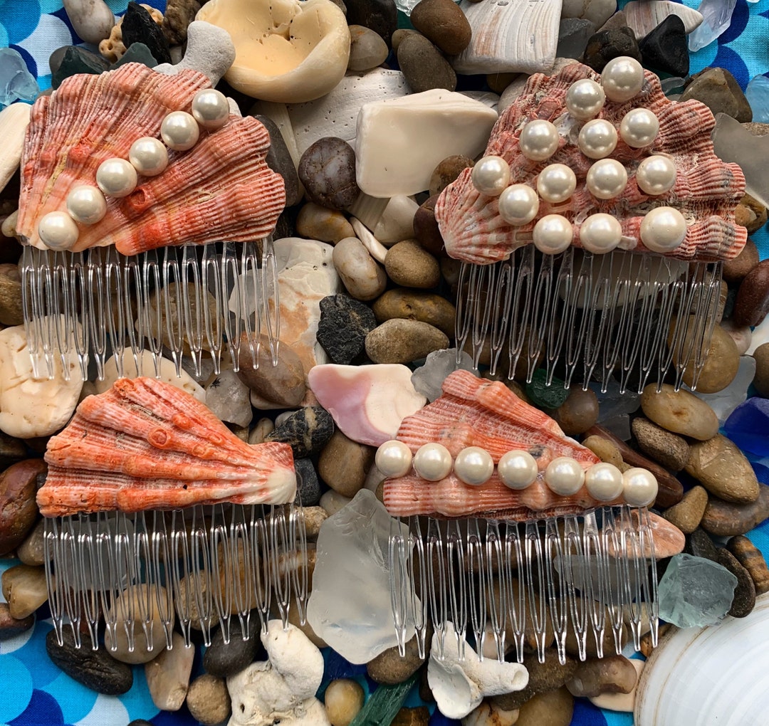 Lions Paw Shell Pearl Decorative Comb Wedding Hair Comb Beach Wedding ...