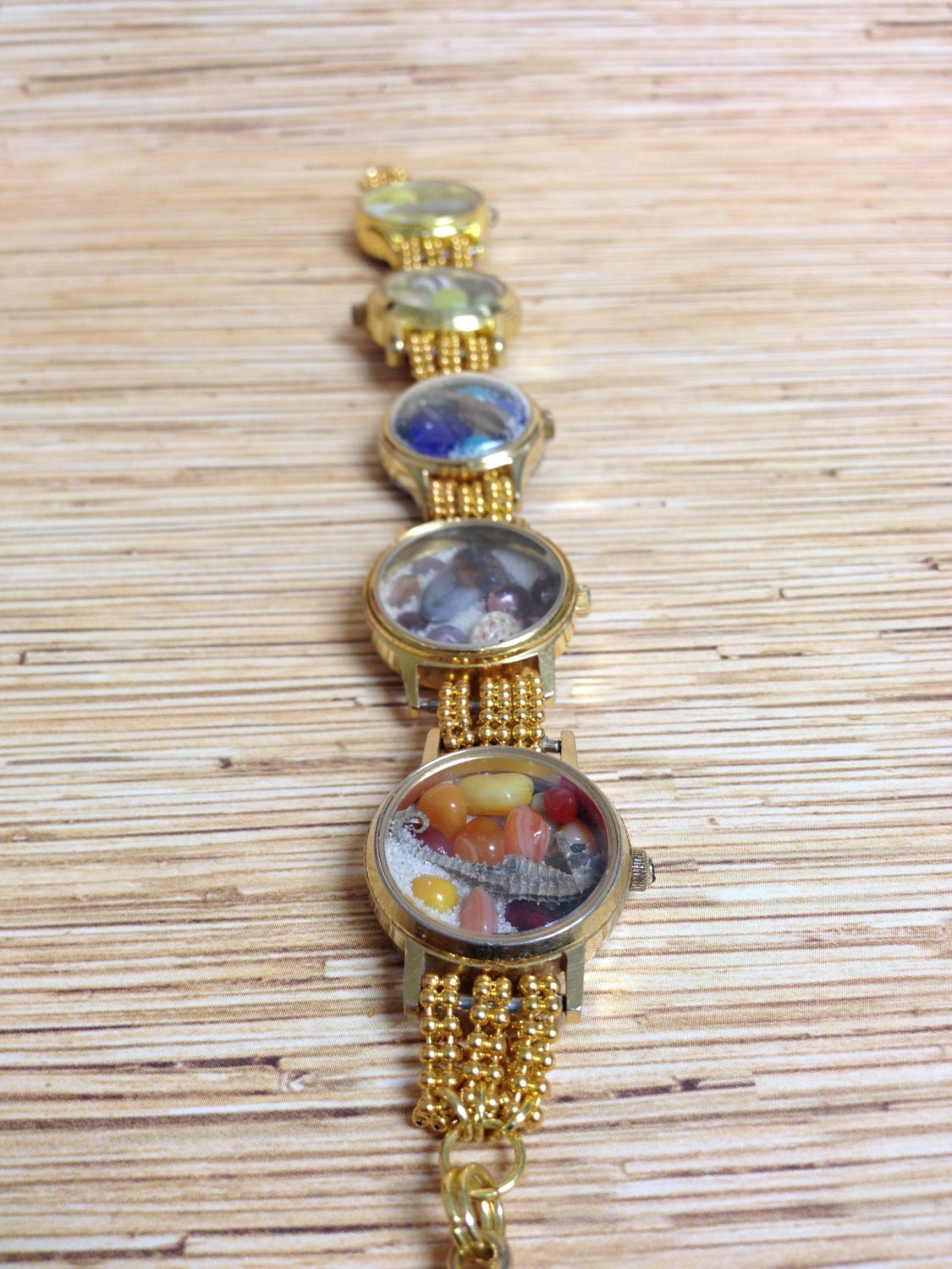 5 Watch Repurposed Upcycled/recycled Beach Watch Bracelet - Etsy