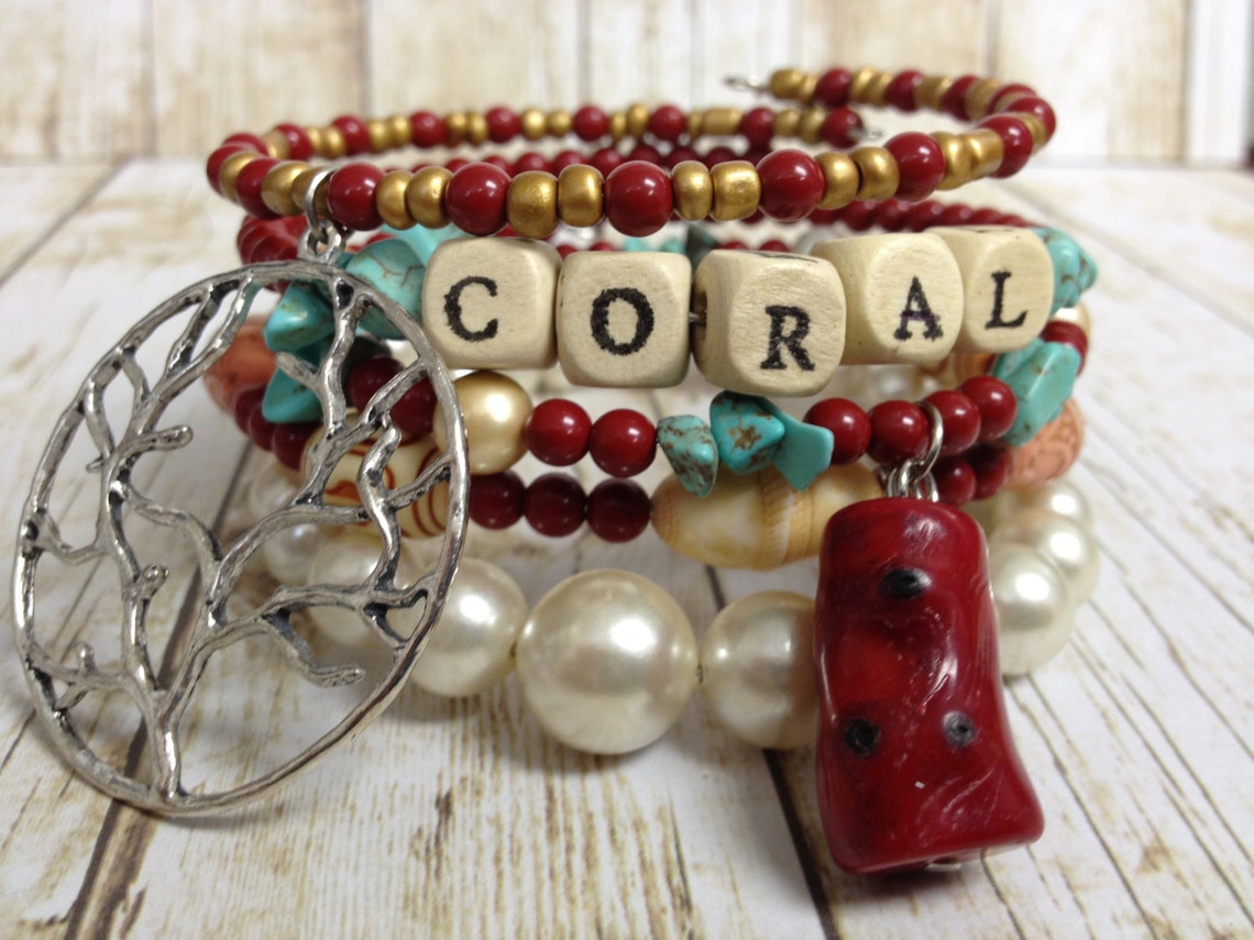 Coral Themed Mix & Match Bracelet Set - Etsy