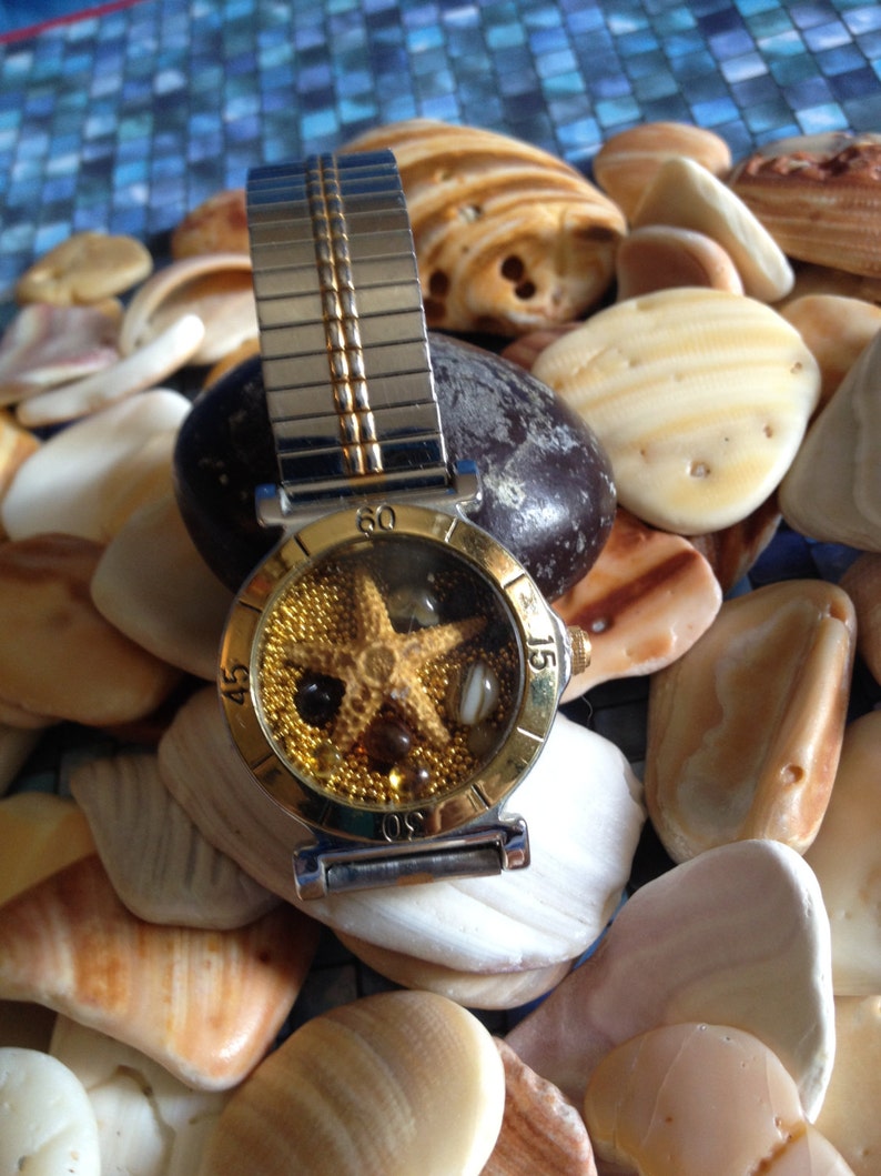 Gold and Silver Tone Starfish Beach Watch - Etsy