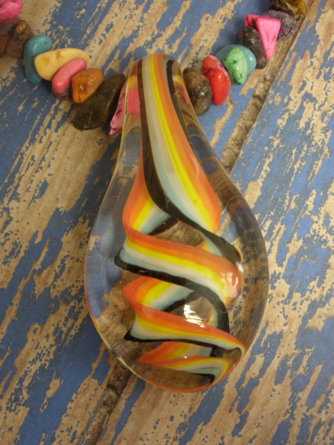 Rainbow Squiggle Glass Pendant Necklace | Etsy