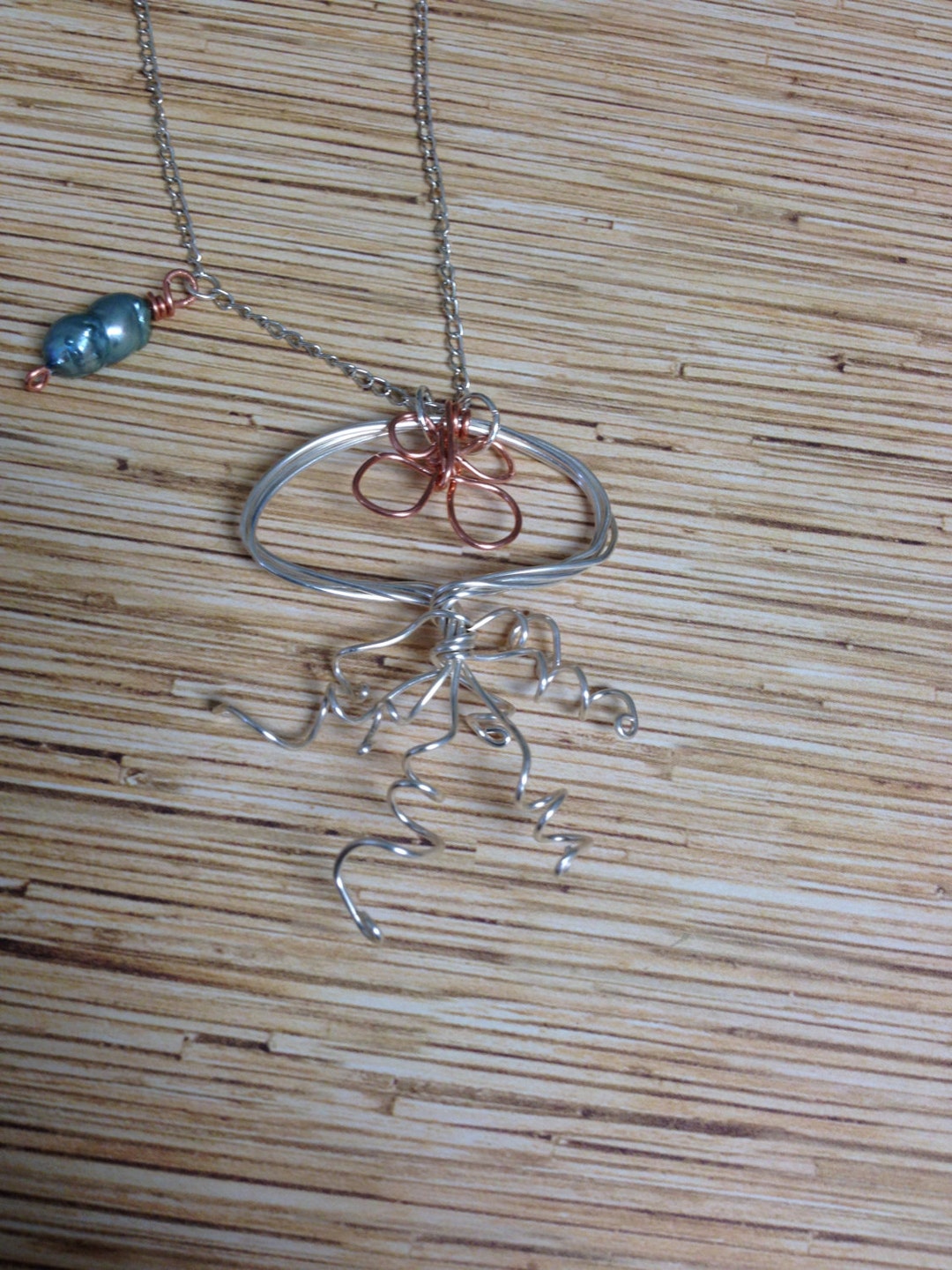 Silver and Copper Wire Jellyfish Necklace - Etsy