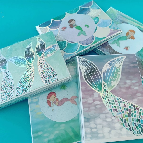 Mermaid Note Cards - Etsy