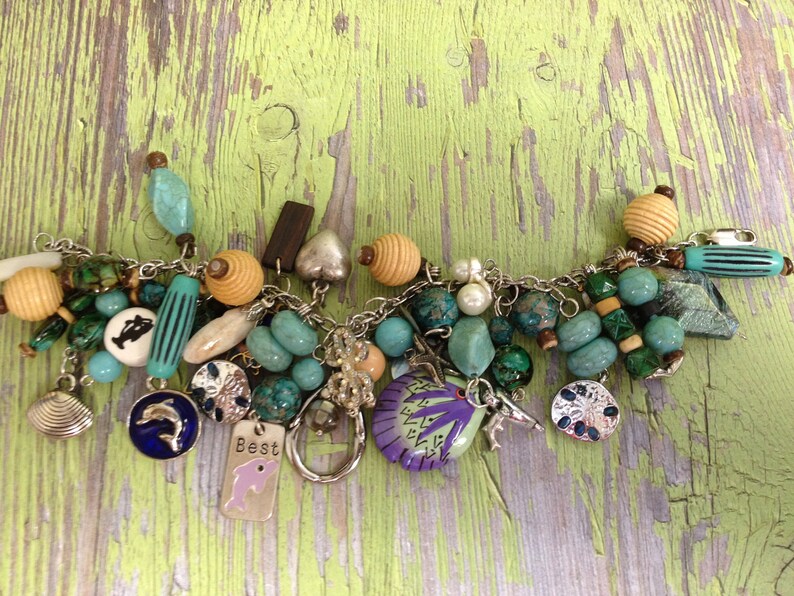 Blue Dolphin Recycled /upcycled Charm Bracelet - Etsy