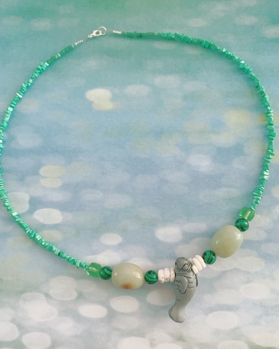 Green Turquoise Malachite Amazonite Puka Shell Manatee - Etsy