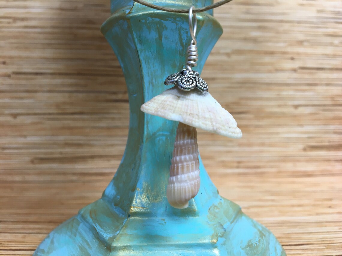 Beach Hippie Shell Mushroom Necklace and Earrings Set | Etsy