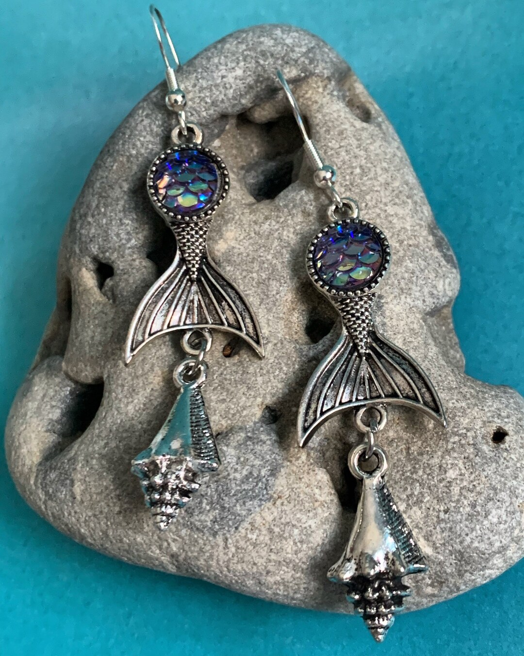 Mermaid Tail Queen Conch Shell Fish Hook Earrings - Etsy